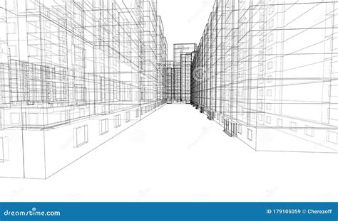 Vector Wire Frame Model Of A Multi Storey Building Stock Vector Illustration Of Project