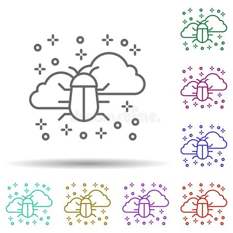computer bug cloud multi color icon simple thin line outline vector