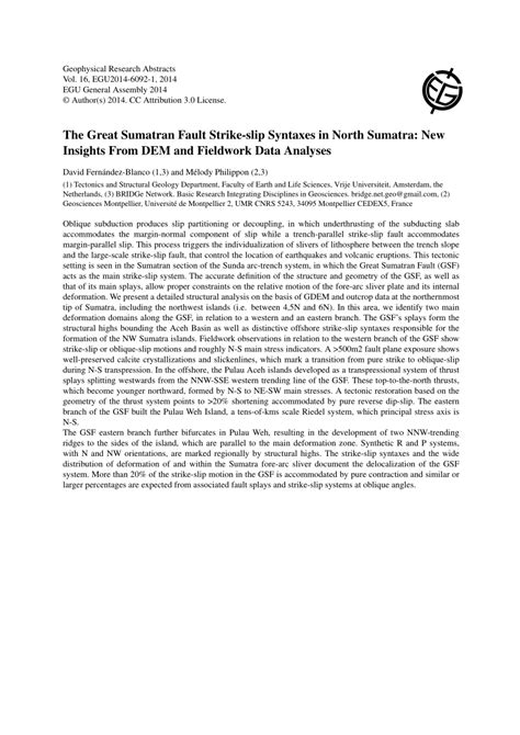 Pdf The Great Sumatran Fault Strike Slip Syntaxes In North Sumatra New Insights From Dem And