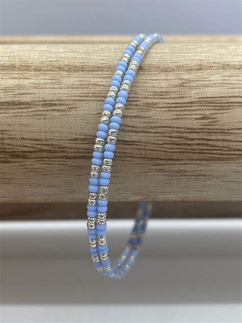 Glass Seed Bead Memory Wire Bracelet Single Bracelet Delicate Tiny