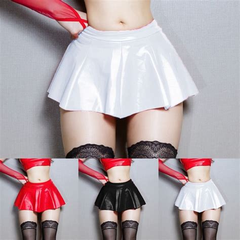 Sexy Pleated Skirt Summer Women S Mini Skirt Pu Leather Skirt High