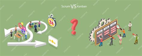 Premium Vector 3d Isometric Flat Vector Conceptual Illustration Of Scrum Vs Kanban