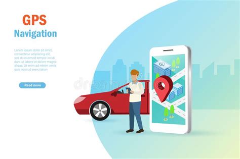 Man Using Gps Navigation On Smartphone Online Find Driving Location And