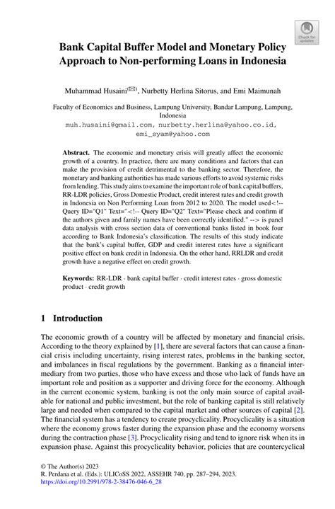 Pdf Bank Capital Buffer Model And Monetary Policy Approach To Non