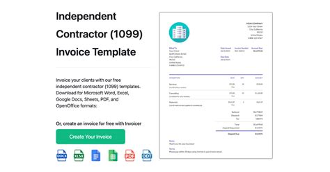 Independent Contractor 1099 Invoice Template