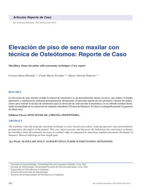 Elevación de piso de seno maxilar con técnica de Osteótomos