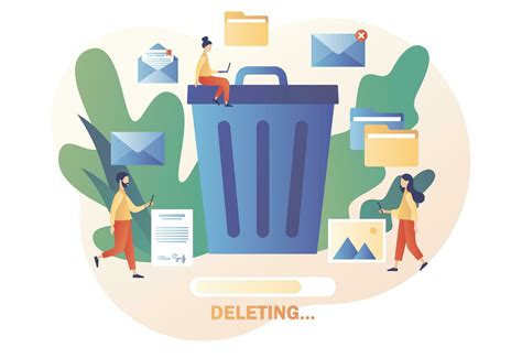 Delete Concept Cleaning Digital Memory Tiny People Deleting Data And