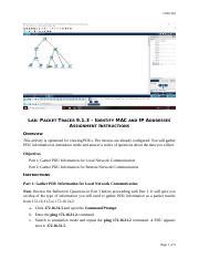 Identify MAC And IP Addresses In Packet Tracer CSIS 330 Lab Course Hero