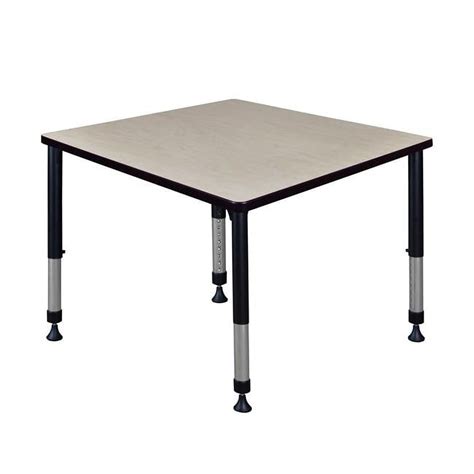 Kee Square Height Adjustable Classroom Table Maple 36 In