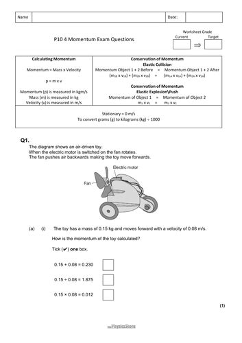 Ks4 Gcse Physics Aqa P10 5 Using Conservation Of Momentum P Lesson Bundle Teaching Resources