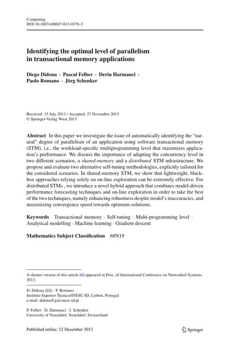 Pdf Identifying The Optimal Level Of Parallelism In Transactional