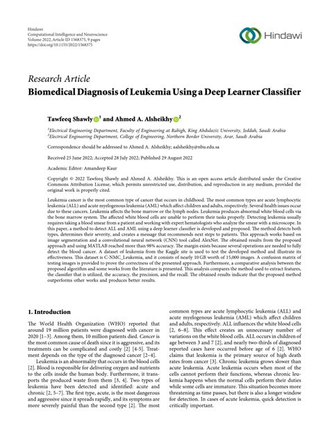 Pdf Biomedical Diagnosis Of Leukemia Using A Deep Learner Classifier