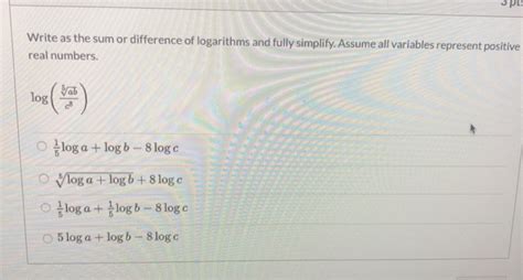 Solved 3 Pts Write As The Sum Or Difference Of Logarithms