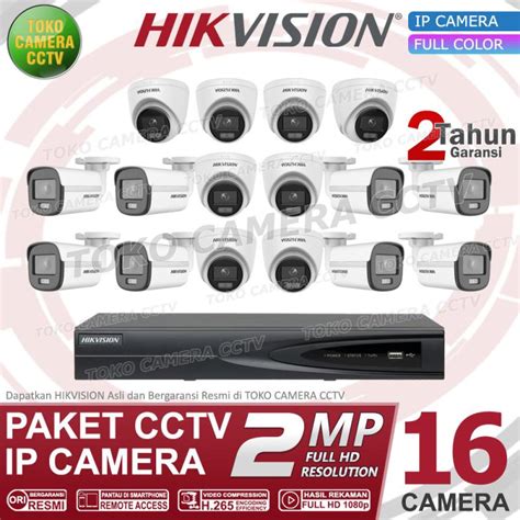 Jual Paket Cctv Ip Camera Hikvision Colorvu 2mp 16 Channel 16 Kamera Di