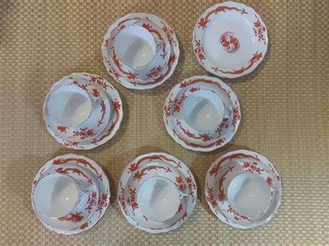 德國麥森 Meissen 紅龍手繪咖啡杯盤組3件組 Yahoo奇摩拍賣