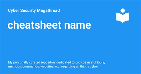 Cheatsheet Name Cyber Security Megathread