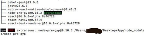 Always Getting Extraneous Error On Node Pre Gyp Library When Init New Project Issue 21986