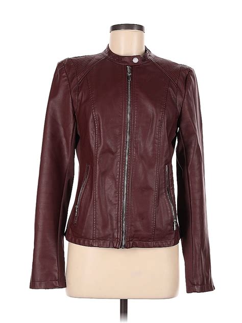 Express Burgundy Faux Leather Jacket Size M 63 Off Thredup