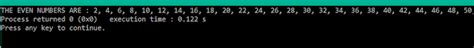PRINT EVEN NUMBERS 1 TO 50 IN C METHOD 2 MINI WORLD
