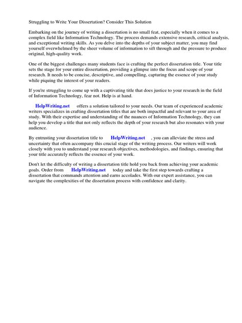 Dissertation Titles For Information Technology Pdf Thesis