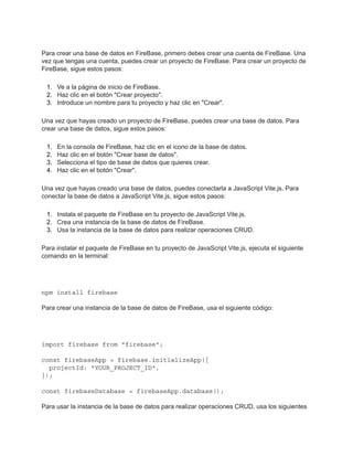 Crear Base De Datos En FireBase Js Pdf