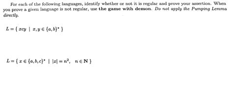 Solved For Each Of The Following Languages Identify Whether
