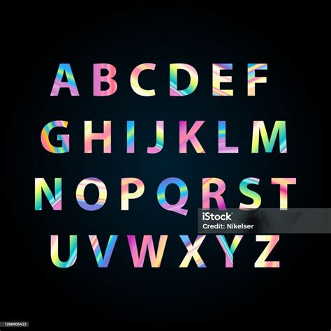 그라데이션 앵무새 문자 색상 무지개 알파벳 자본 적대 문자 로고 간판 명함등에도 적합합니다 벡터 일러스트레이션 개체 그룹에 대한 스톡 벡터 아트 및 기타 이미지 Istock