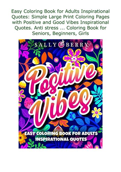 Pdf ️download⚡️ Easy Coloring Book For Adults Inspirational Quotes
