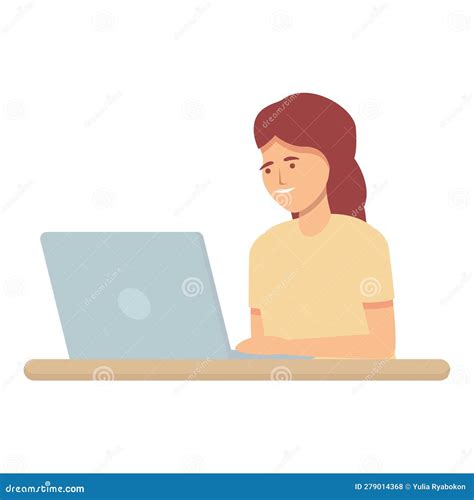 Girl Software Icon Cartoon Vector Science Project Stock Vector