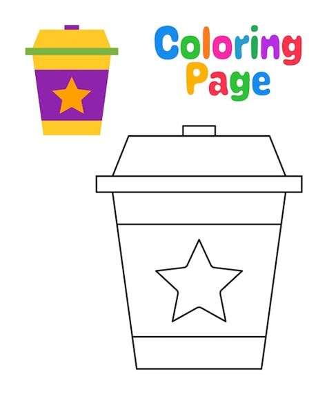 Coloriage Avec Une Tasse De Café Pour Les Enfants Vecteur Premium