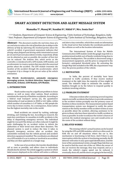 Smart Accident Detection And Alert Message System Pdf