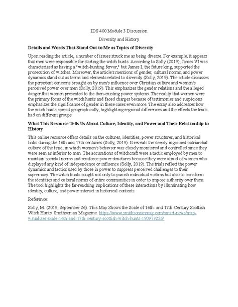 IDS Module Discussion IDS Module Discussion Diversity And History Details And