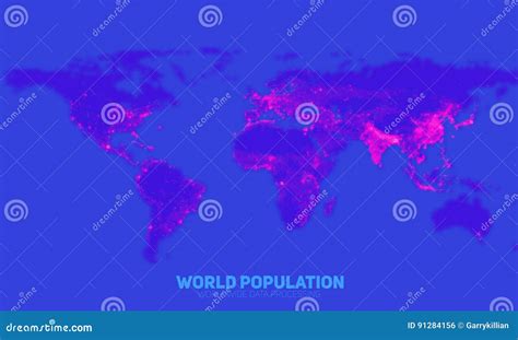 Vector Abstract World Population Density Map Continents Constructed From Binary Numbers Global