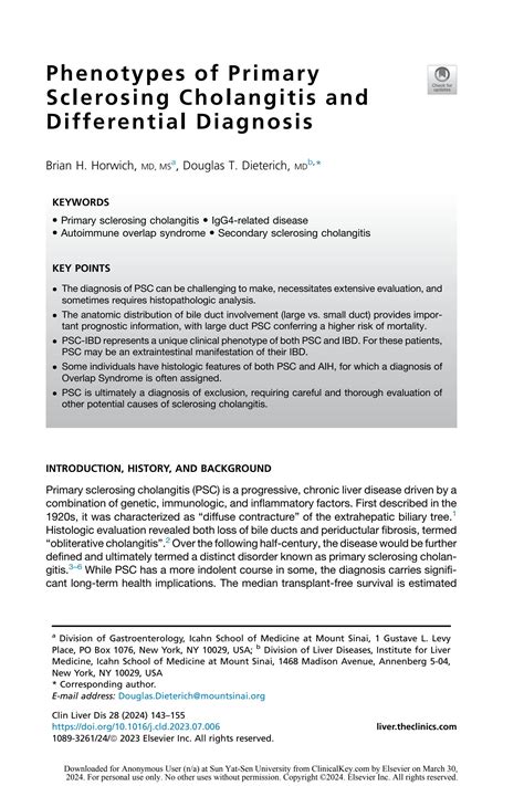 Solution Phenotypes Of Primary Sclerosing Cholangitis And Differential