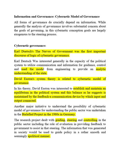 Cybernetic Governance Pdf Governance Cybernetics