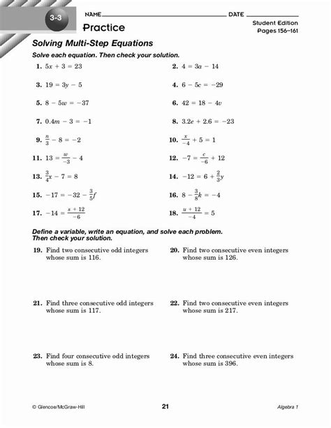 50 Printable 2 Step Equations Worksheets 51 Printable Pdf Template
