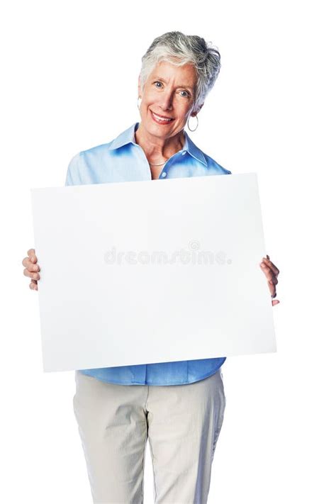 Poster Portrait Mockup And Senior Woman With Marketing Placard