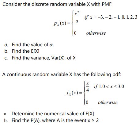 Solved Consider The Discrete Random Variable X With PMF Chegg