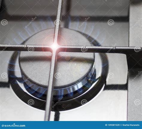 Old Shabby And Scratched Gas Column Gas Burns And The Wick Close Up