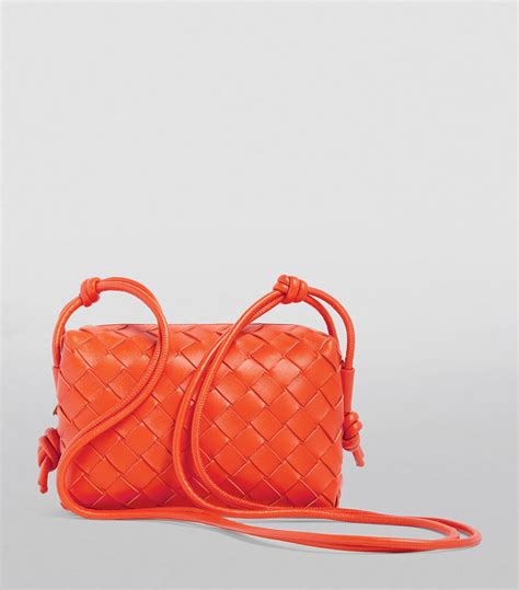 Womens Bottega Veneta Orange Mini Leather Intrecciato Loop Cross Body