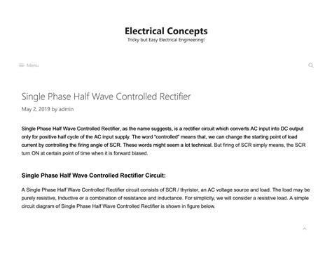 Solution Single Phase Half Wave Controlled Rectifier Electrical