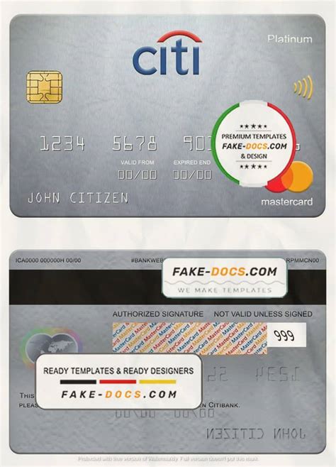 Sweden Citibank Mastercard Platinum Fully Editable Template In Psd