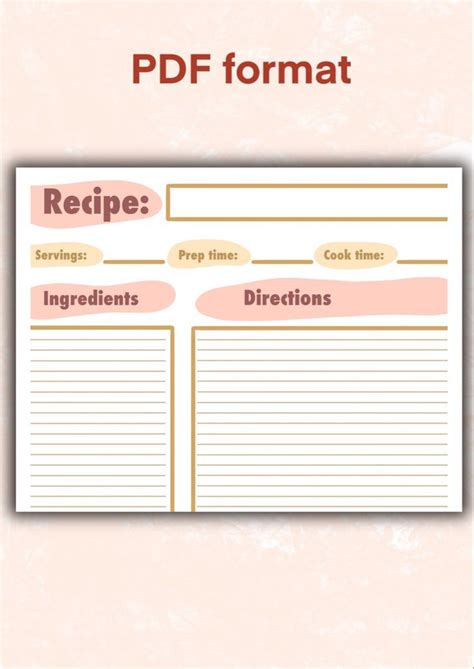 Recipe Template Printable Recipe Recipe Page Cookbook Tem Inspire