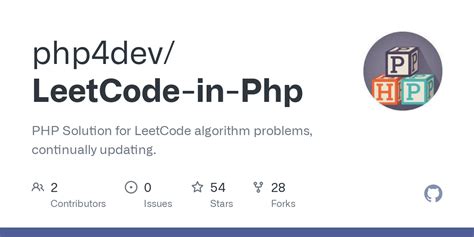 GitHub Php4dev LeetCode In Php PHP Solution For LeetCode Algorithm Problems Continually