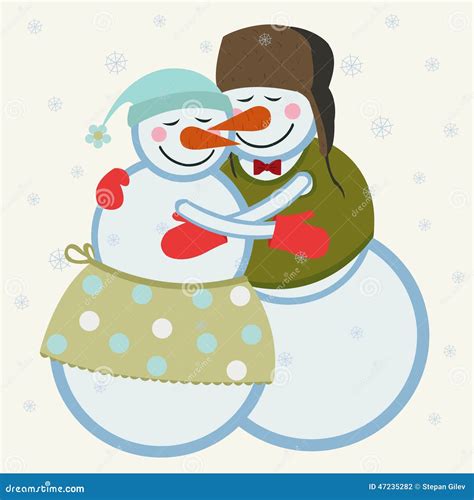 Love Snowmen Stock Vector Illustration Of Colorful Cuddling 47235282