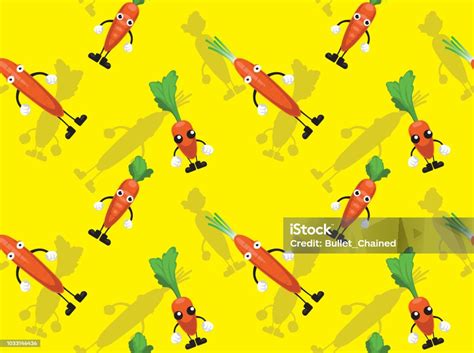 Cute Carrot Characters Cartoon Background Seamless Wallpaper Stock