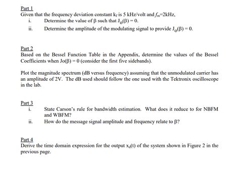 Solved Part 1 Given That The Frequency Deviation Constant Kf