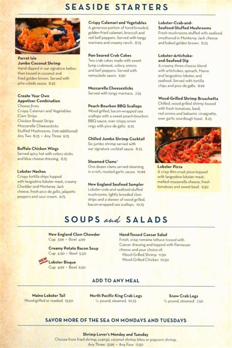 Red Lobster Menu 2024