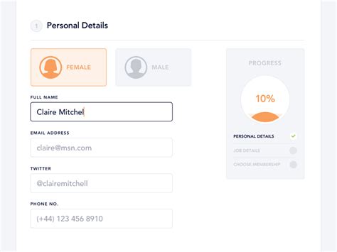 Personal Details Form Person Ui Design Info