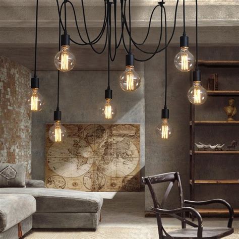 Pendente Aranha lâmpadas Retrô Industrial Preto Loft Luminária Vintage Lustre Design Spider
